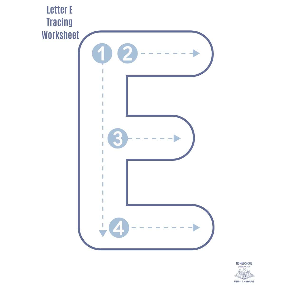 Tracing Letter E Worksheets (with Video) - Homeschool Freebies and ...